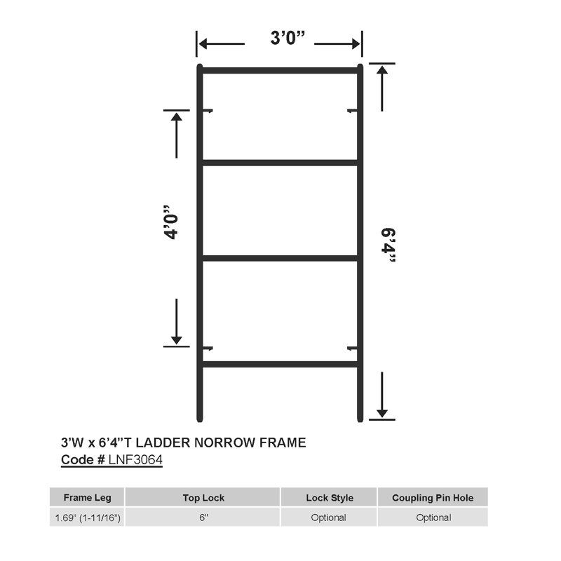 3’W x 6’4‘’T Ladder Narrow Frame_OD169_LNF3064 – Yiwu Onon Building ...