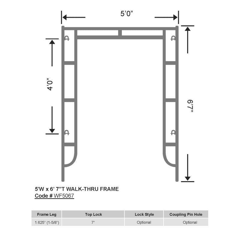 5’W x 6‘7’‘T Walkthru Frame_OD1625_WF5067 – Yiwu Onon Building ...